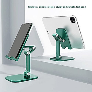 KUAW Cell Phone Stand, Angle Height Adjustable Phone Stand for Desk, Thick Case Friendly Phone Holder Stand for Desk, iPhone/Ipad/All Mobile Phones,Foldable Cell Phone Stand (Green)