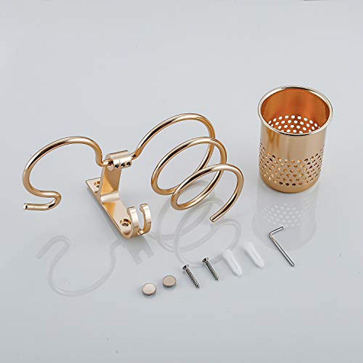 Gold Color Blow Dryer Holder Hair Tools Organizer Comb Storage Caddy,Adhesive or Drilling