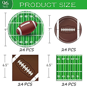 97 PCS Football Party Supplies Tableware Set Football Theme Party Decorations Including Paper Plates Napkins Cups Touchdown Tablecloth for Football Birthday Party, 24 Guests