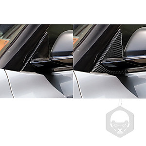 PJFUS Real Premium Carbon Fiber Car Window A-Pillar Triangle Panel Anti-Collision Cover Soft Sticker Compatible with Toyota Supra GR A90 A91 MK5 2019-2022 Auto Exterior Trim Accessories Black 4pcs