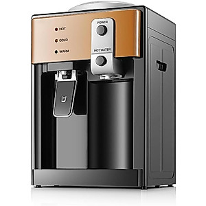 Top Loading Water Cooler Dispenser, 5 Gallon Water Dispenser w/ 3 Temperature Setting, Hot & Cold Water Dispenser for Home, Office & Dormitory (Gold)