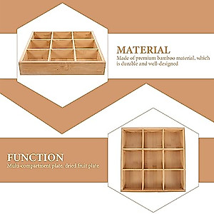 DOITOOL Divided Serving Tray Wooden Square 9 Compartments Serving Platter Sushi Plate Nut Candy Snack Storage Trays Ottoman Tray for Home Restaurant