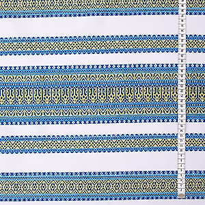 Rushnichok Tablecloth Decorative Ukrainian Ornament Country White Blue Yellow Trident 150x100 cm / 59" Wx40 L