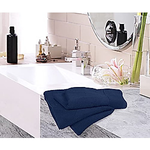 Utopia Towels Premium Bundle - Cotton Washcloths Navy (12x12 inches),Pack of 12 with Navy Hand Towels (16 x 28 inches), Pack of 6