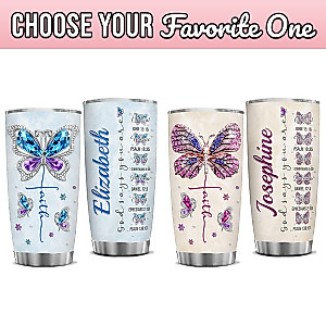 wowcugi Personalized Christian Gifts Women Christian Faith Tumbler 20oz 30oz Inspirational Stainless Steel Insulated Tumblers Coffee Travel Mug Spiritual Jesus Religious Christians Gift Butterfly 2
