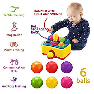 Bambiya Ball Popper Game with Hammer Toy –Baby Toy with Fun Lights and Sound Effects – Hours of Fun and Skills Development with This Baby Ball Toy for Kids 3+ Year Old