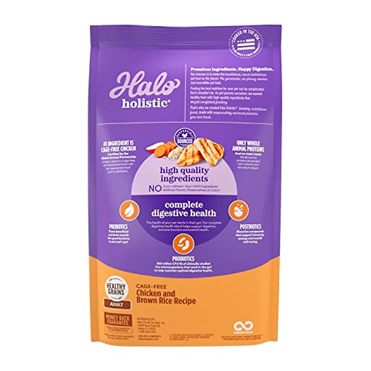 Halo Holistic Adult Dog Healthy Grains Cage-Free Chicken & Brown Rice Recipe Kibble 3.5 lb
