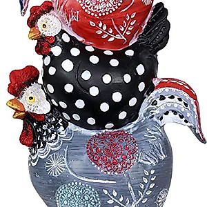 Exhart Stacked Hens Garden Statue, Durable Hand Painted Resin, Cute Farm Garden Décor, 7.5"x4"x12.5"