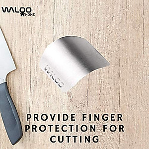 WALOO Stainless Steel Finger Guard for Cutting | Knife Cutting Protector & Kitchen Tool Guards | Kitchen Safe Chop Cut Tool Avoid Hurting During Slicing & Chopping (3 Pack, Silver)