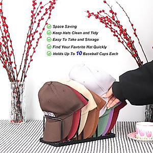YiSeyruo Hat Organizer for Baseball Caps - Space Saving Hat Stand Hold 20 Caps - Premium Metal Hat Rack for Baseball Caps Display & Organizer Neat and Orderly - Hat Organizer for Closet