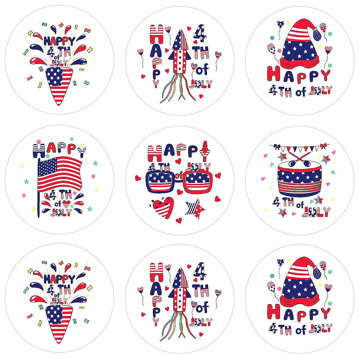 FLYAB Independence Day Labels sticker,1.5" Happy 4th of July stickers, Patriotic Sticker for candy Envelope Seals Card Gift Wrap kids classroom Fourth of July Party Favor Decorations