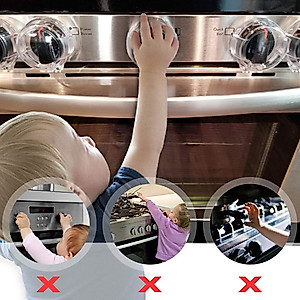 EUDEMON 1 Pack Oven Door Lock(Black) & 6 Pack Stove Knob Cover(Clear) Bundle