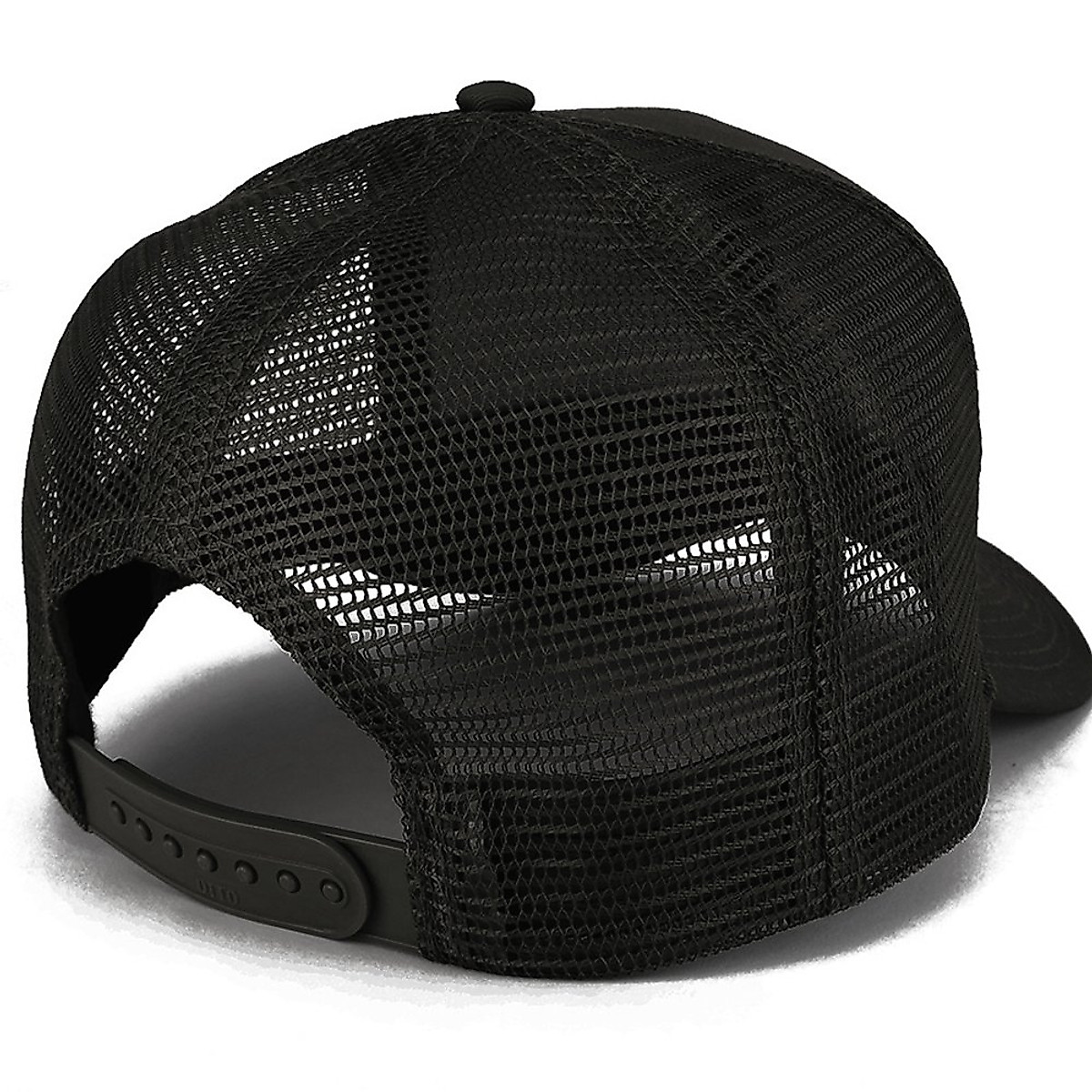 Armycrew XXL Oversize High Crown Adjustable Plain Mesh Back Trucker Baseball Cap - Black