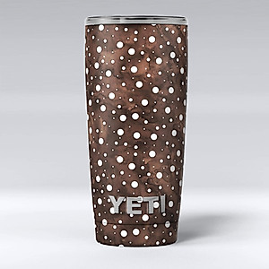 Design Skinz Brown and White Watercolor Polka Dots - Skin Decal Vinyl Wrap Kit compatible with the Yeti Rambler Cooler Tumbler Cups