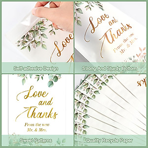 Geiserailie 100 Pcs Wedding Favor Bags Love and Thanks Bags Wedding Favors Candy Buffet Bags Self Adhesive Wedding Gift Bags Paper Wedding Treat Bags Party Favor Goodie Bags, 5 x 8 inch