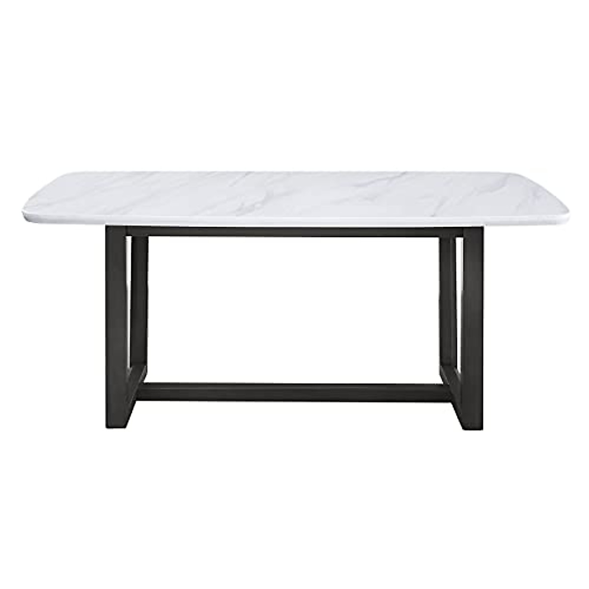Acme Furniture Rectangular Marble Top Dining Table, Weathered Gray/White