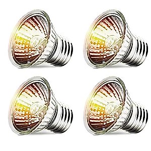 CALPALMY 4-Pack 50W UVA+UVB Bulbs | Heat and Light for Reptiles and Amphibian Tanks, Terrariums and Cages | Works with Various Lamp Fixtures