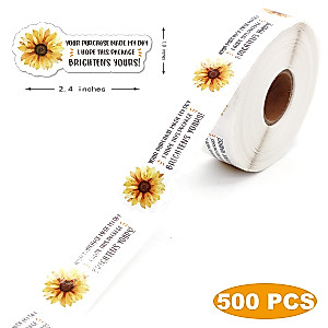 Muminglong 1.5 Inch I Hope This Package Brightens Yours Sunflower Sticker,Thank You Sticker, Small Business, Handmade Sticker,Packaging Sticker, 500 PCS