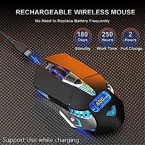 Pink Wireless Mouse, Rechargeable Bluetooth Gaming Mouse Multi Device (3-Mode:BT 5.0/3.0+2.4Ghz) with Side Buttons, RGB LED Backlit, USB Cordless Computer Mice for Laptop/PC/MacBook Pro/iPad (Pink)