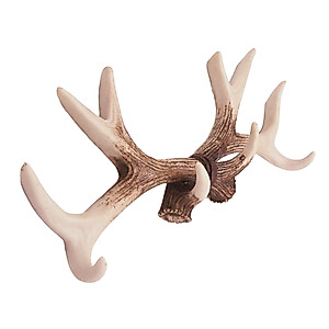Wowser Rustic Deer Antler Wall Mounted Hook Rack - 14.75 Inches, 4 Hooks