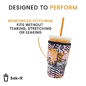 Sok It Java Sok Iced Coffee & Cold Soda Insulated Neoprene Cup Sleeve (English Garden Picnic, Medium: 24-28oz)
