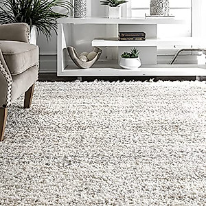 nuLOOM Brooke Shag Tasseled Area Rug, 8x11, Ivory
