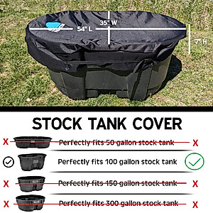 Polar Protector - 100 Gallon Oval Stock Tank Cover and Insulated 5mm Neoprene Slip Bundle Ice Water Bath Waterproof Keeps Tanks Clean and Insulated