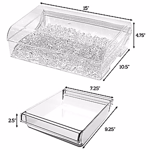 ImpiriLux Ice Chilled Two Section Party Platter- 2 Large Removable Serving Trays and Hinged Lid | Ideal for Pasta Salds, Appetizers, Seafood, Fruits, Meats, Desserts and More | 3 Tongs Included