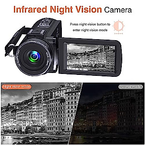 VETEK Video Camera 8k Camcorder 48MP UHD WiFi IR Night Vision Vlogging Camera for YouTube, 18X Digital Zoom 3.0“ LCD Screen Digital Camera with Microphone, 32G SD Card, Remote Control and 2 Batteries