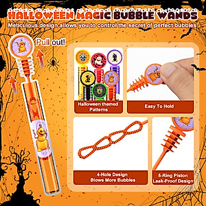 60 Pcs Halloween Bubble Wand, Halloween Party Favors for Kids, Party Supplies Mini Bubbles Bulk Halloween Toys Gifts Classroom Prizes for Toddlers Boys Girls Party, Easter Basket Stuffers Goodie Bag