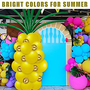 130 Pcs Pineapple Balloons Tropical Garland Kit 5'' 10'' 12'' Yellow Gold Balloons Green Long Latex Balloons Pineapple Fruit Balloons for Summer Luau Hawaii Aloha Birthday Pineapple Party Decorations