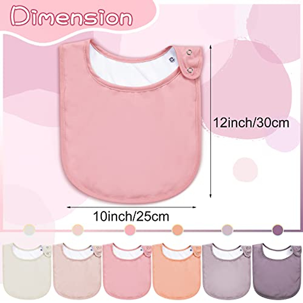 Janmercy 6 Pcs Special Needs Baby Drool Bibs Adjustable Cotton Bibs Feeding Bandana Bibs for Baby Boy Cotton Snap Button Bib Set for Boys Girls Newborn Unisex Plain Colors