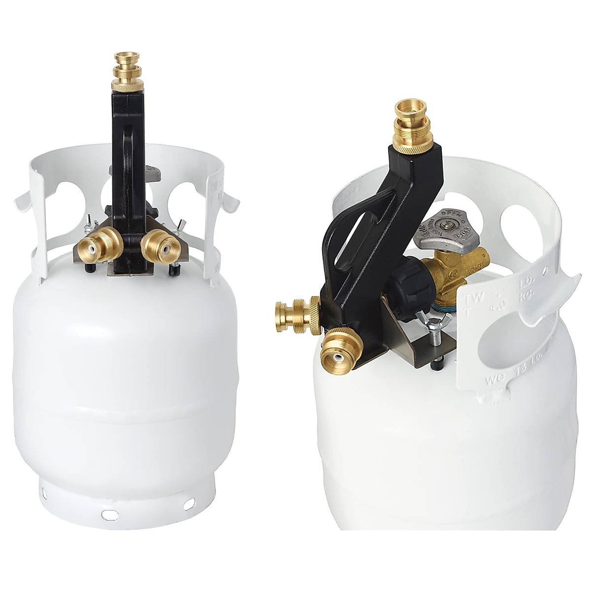 Flame King FK-DTMINI Mini 3-Port Distribution Tree for Camping, Connects 1-lb Appliances to a Standard Propane Tank, Perfect for Lanterns, Stoves, Heaters, and Grills, Black & Gold