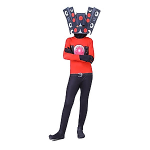 MSSmile-FANKID TV Camera Costume for Kids TV Man Camera Man Jumpsuit Cosplay Video Game Costumes Halloween Clothing(5-6Y/120CM,TVH2)