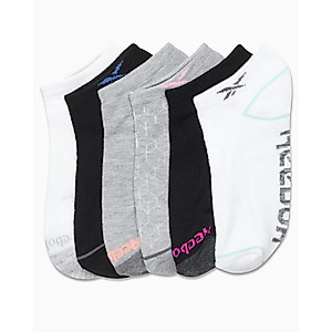 Reebok Women's Low Cut Socks - 6 Pack Performance Cushion Comfort No Show Socks - Breathable Athletic Socks for Women (4-10), Size 4-10, Grey Multi