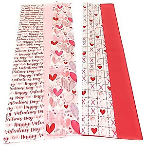 Valentine Tissue Paper Gift Wrapping Pink Red Hearts, 3-pk Set
