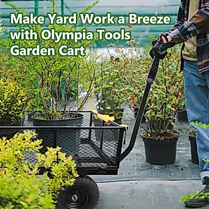 Olympia Tools Steel Garden Cart 1,000lbs 6-cu ft Utility Cart, Heavy Duty Wagon, with Removable Mesh Sides to Convert into Flatbed, Lawn and Utility Wagons Cart