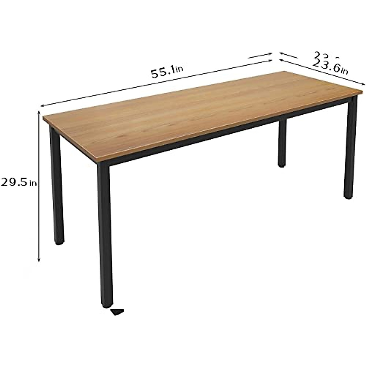 DlandHome 55 inches Large Computer Desk, Composite Wood Board, Decent and Steady Home Office Desk/Workstation/Table, BS1-140TB Teak and Black Legs, 1 Pack
