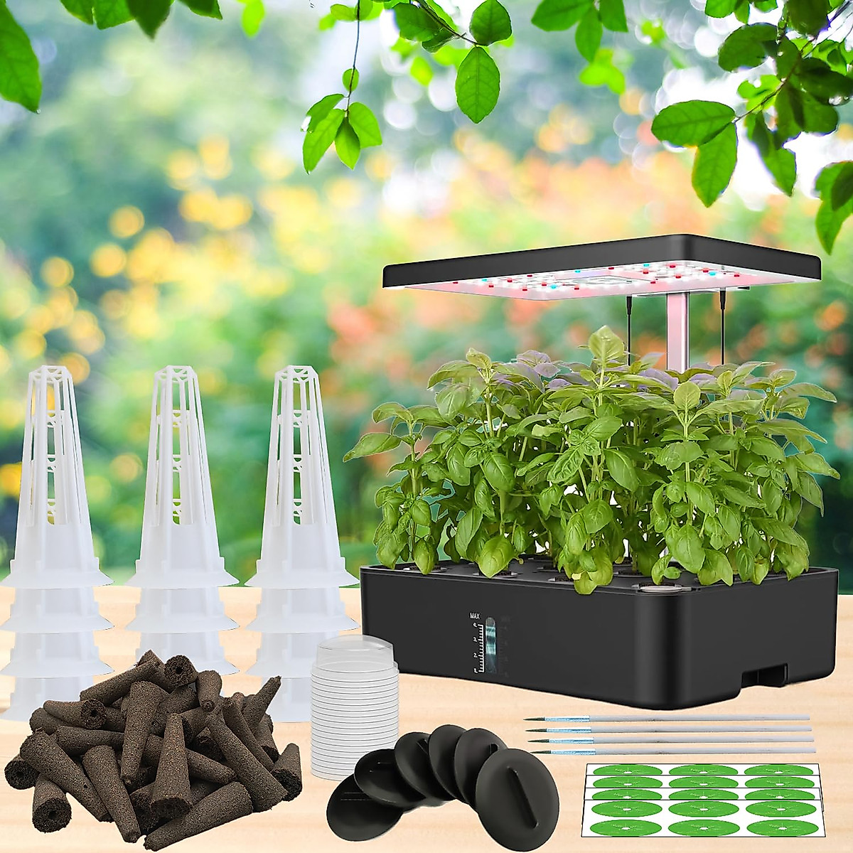 82pcs Seed Pod Kits for Aerogarden, Indoor Herb Hydroponics Growing System Starter Kit with 24Grow Sponges,24pods Labels, 12Grow Baskets, 12Plant Spacer Kit,10pcs Pollinating Tool