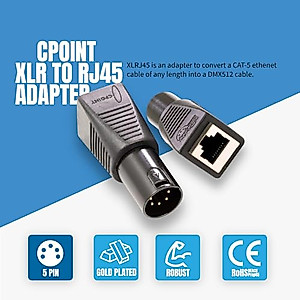 SIRS-E 2-Pack - CPoint XLR RJ45 Adapter CAT-5 Ethernet to DMX512 Cable Converter, Female 3-Pin, XLRJ45-3F
