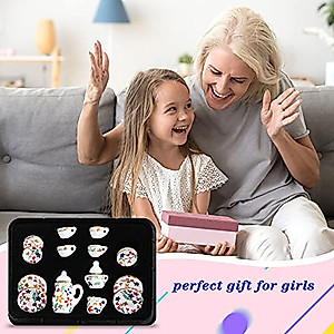 41 Pieces 1:12 Scale Miniatures Dollhouse Kitchen Accessories 15 Porcelain Tea Cup 16 Mini Doll Plate Knife Fork Spoon 10 Miniature Decor Dessert Pastry Cake Table Decor for Cook Party (Chic Style)