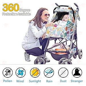 Baby Carseat Cover for Girls Boys, Yoinnt Infant Car Seat Canopy Cover for Babies, Universal Carrier Cover with Breathable Mesh Peep Window for Newborn, Suitable for All Seasons