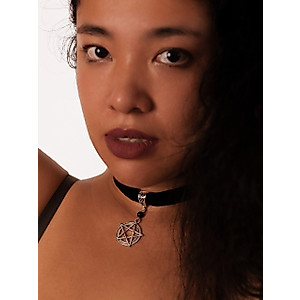 Sacina Gothic Pentagram Choker Necklace, Zinc Alloy Pentagram Pendant, Goth Jewelry Gift for Women, Christmas Gift for Women (Black pentagram choker)