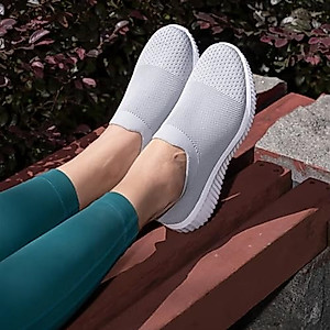 LANCROP Women's Sock Walking Shoes-Comfortable Mesh Slip on Tennis Wide Gym Sneakers 9 US, Label 40 Grey