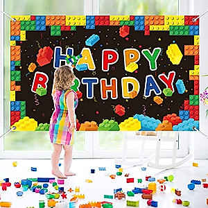 Building Blocks Party Decorations Colorful Blocks Birthday Backdrop Photography Children Kids Building Blocks Theme Party Supplies