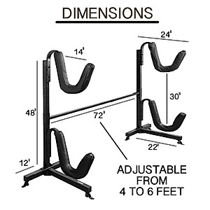 GREAT WORKING TOOLS Kayak Rack - Double Kayak Stand, Heavy Duty Paddleboard and Kayak Accessories, Freestanding or Floor Mount Kayak Storage, Holds 175 lbs.
