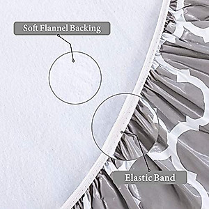 UMINEUX Oval Fitted Vinyl Tablecloth with Elastic Edged & Flannel Backing, Waterproof Wipeable Oval Table Cover - Fits Tables up to 42"X68" (Gray Moroccan)