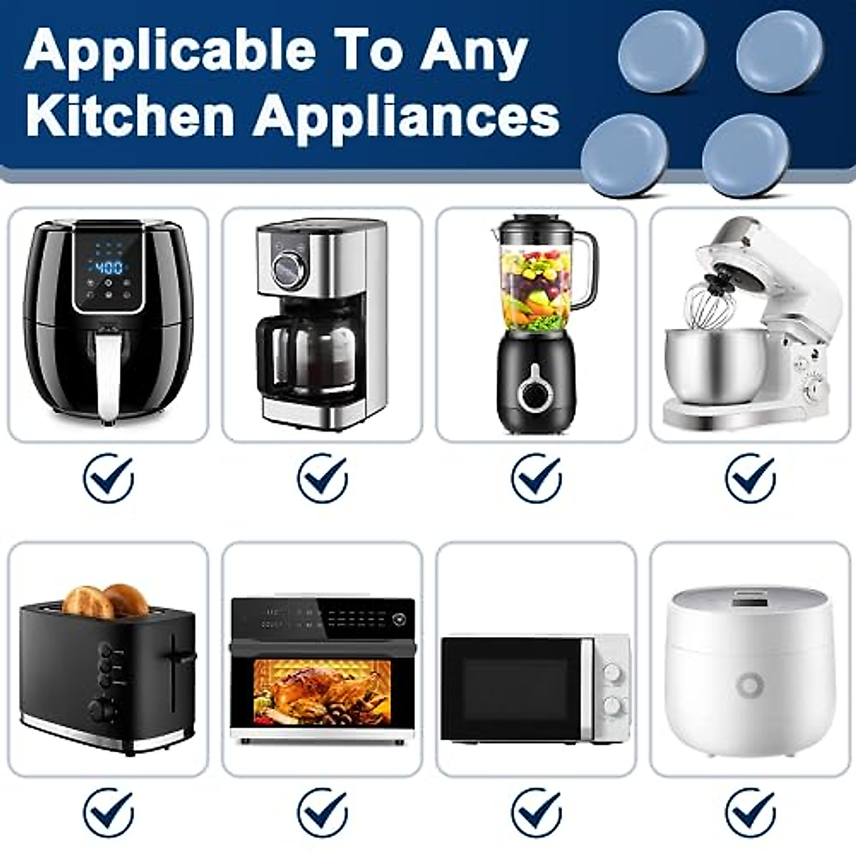 Appliance Slider - 20PCS DIY Adhesive Teflon Self-Stick Slider Easy Moving & Saving Space Pad for Countertop Small Kitchen Appliance Blenders, Coffee Makers, Air Fryers, Pressure Cookers, Stand Mixer