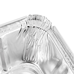 FUNSUEI 125 Pack 2.25 Lbs 8.5 x 6 x 2 Inch Aluminum Pans, Disposable Aluminum Foil Pans with Clear Lids for Baking, Cooking, Heating, Takeout