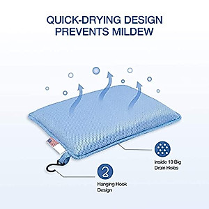 GreenChief Cushion for Shower Waterproof, Seat Foam Cushion with Hook, Bath Seat Cushion Mat, Bathtub Chair Pad, Shower Cushion for Elderly, Senior, Disabled (Blue)